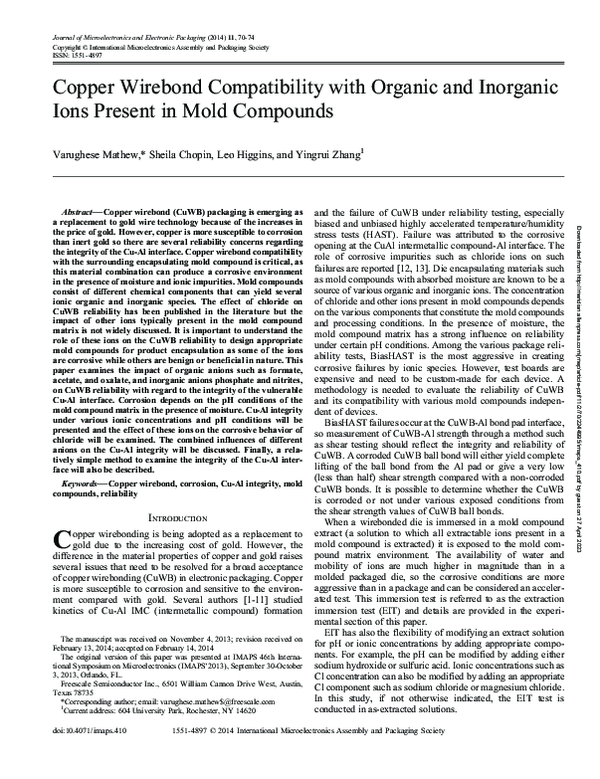 (PDF) Copper Wirebond Compatibility with Organic and Inorganic Ions ...