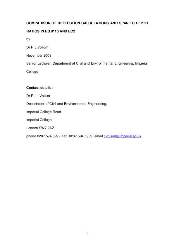 (PDF) Comparison of deflection calculations and span-to-depth ratios in ...