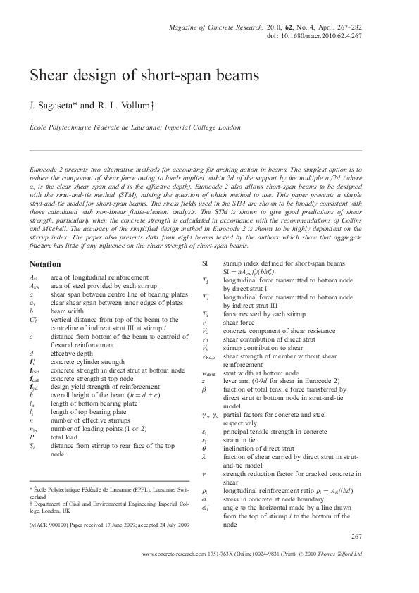 (PDF) Shear design of short-span beams