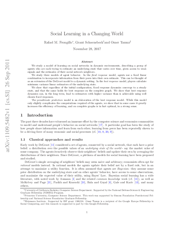 (PDF) Social Learning in a Changing World