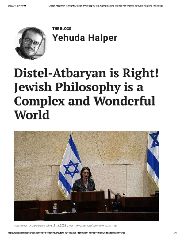 (PDF) Distel-Atbaryan is right! Jewish philosophy is a complex and ...