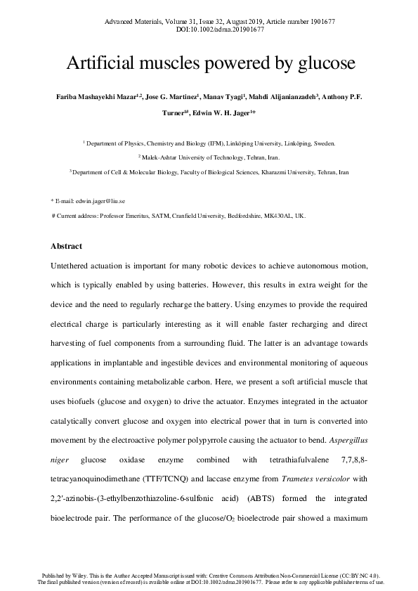 (PDF) Artificial Muscles Powered by Glucose | Edwin Jager - Academia.edu