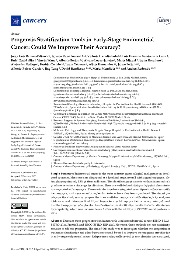 (PDF) Prognosis Stratification Tools in Early-Stage Endometrial Cancer ...