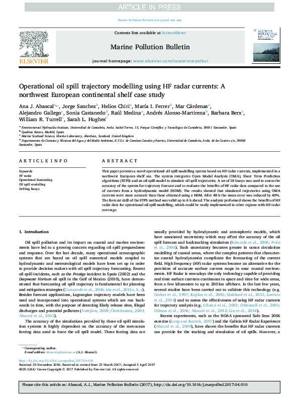 (PDF) Operational oil spill trajectory modelling using HF radar ...