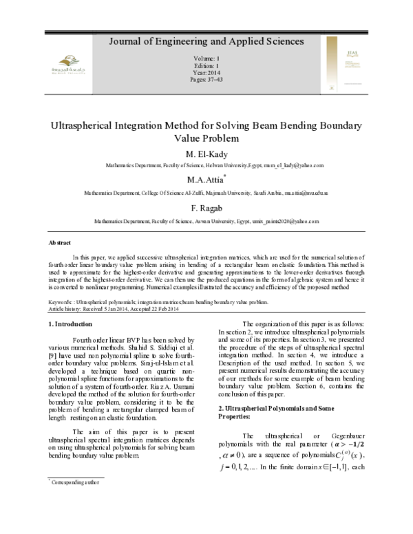 (PDF) Ultraspherical Integration Method for Solving Beam Bending Boundary Value Problem ...