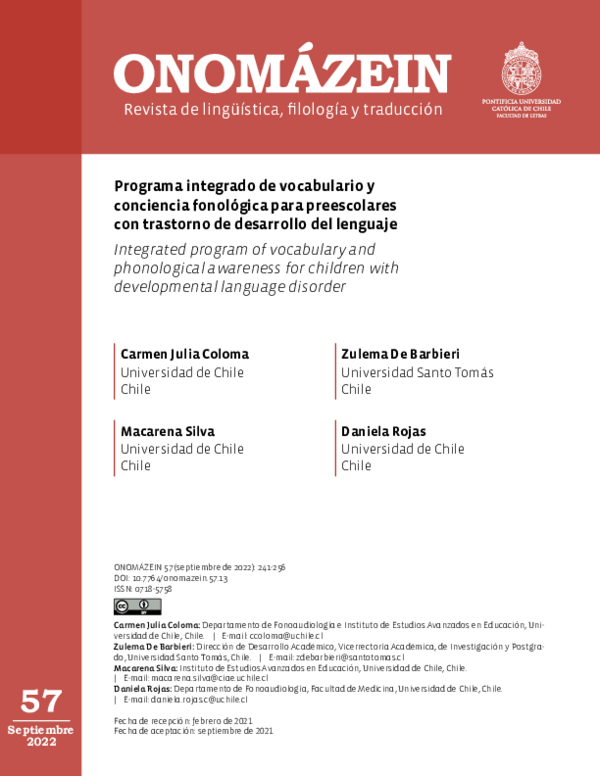 (PDF) Programa integrado de vocabulario y conciencia fonológica para preescolares con trastorno ...