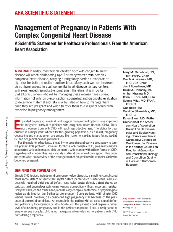 (PDF) Management of Pregnancy in Patients With Complex Congenital Heart ...
