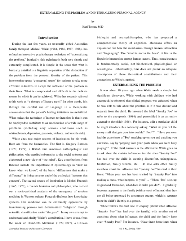 (PDF) Externalizing the Problem and Internalizing Personal Agency