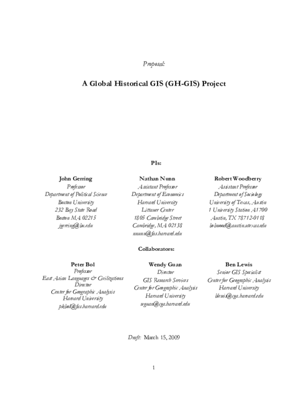 (PDF) A Global Historical GIS (GH-GIS) Project