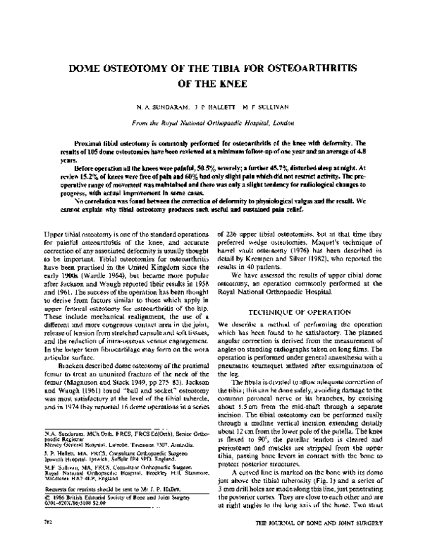 (PDF) Dome osteotomy of the tibia for osteoarthritis of the knee