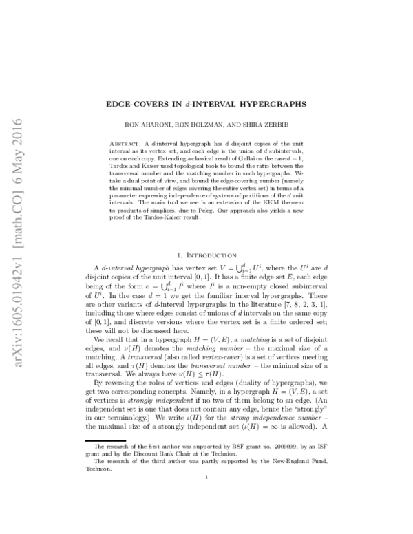 (PDF) Bounding edge-cover numbers in d-interval hypergraphs