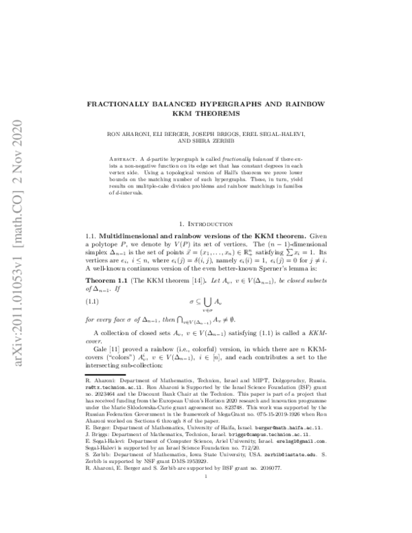 (PDF) Fractionally Balanced Hypergraphs and Rainbow KKM Theorems