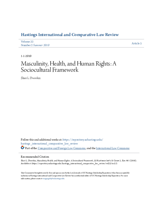 (PDF) Masculinity, Health, and Human Rights: A Sociocultural Framework