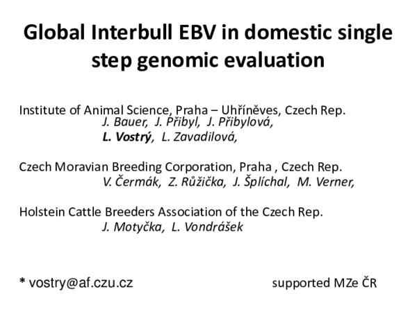 (PDF) Global Interbull EBV in Domestic Single Step Genomic Evaluation