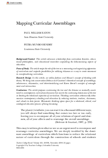 (PDF) Mapping Curricular Assemblages