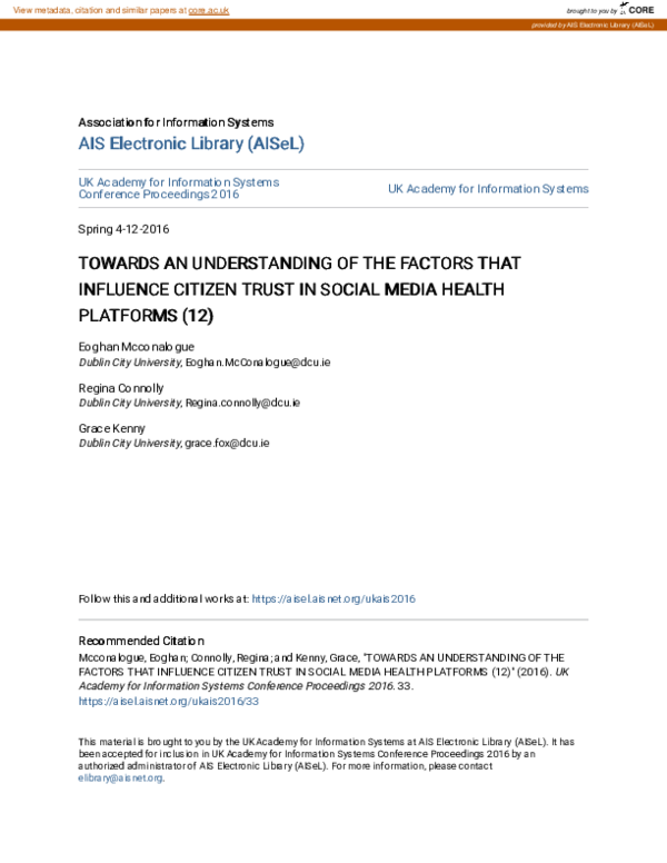 (PDF) Towards an Understanding of the Factors that Influence Citizen ...