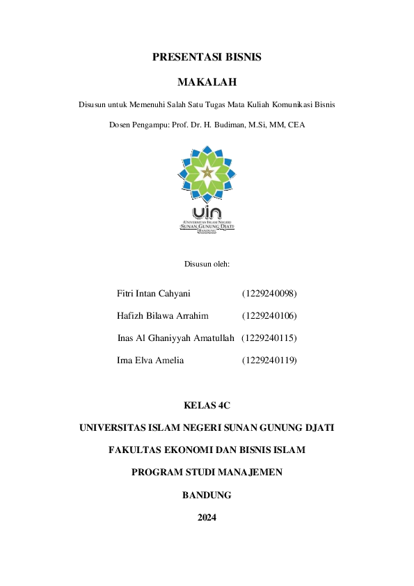 (PDF) Makalah Presentasi Bisnis