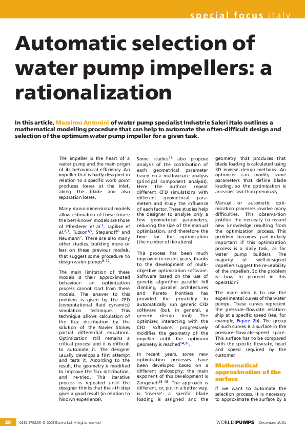 (PDF) Automatic selection of water pump impellers: a rationalization ...