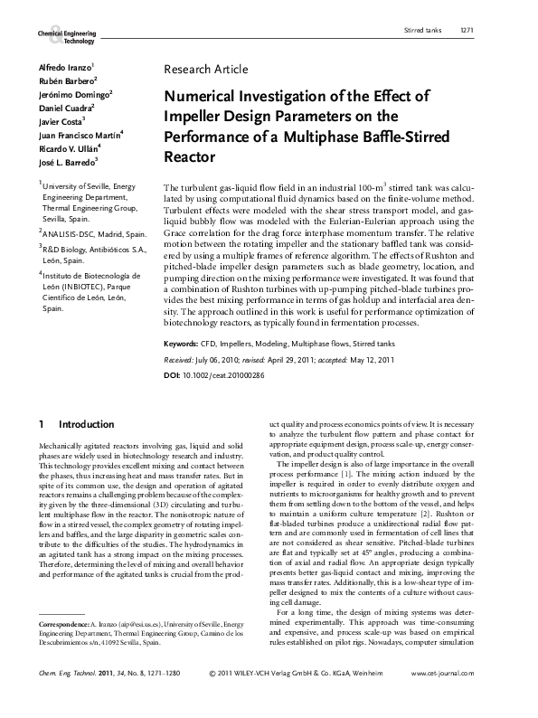 (PDF) Impeller Design Impact on Multiphase Reactor