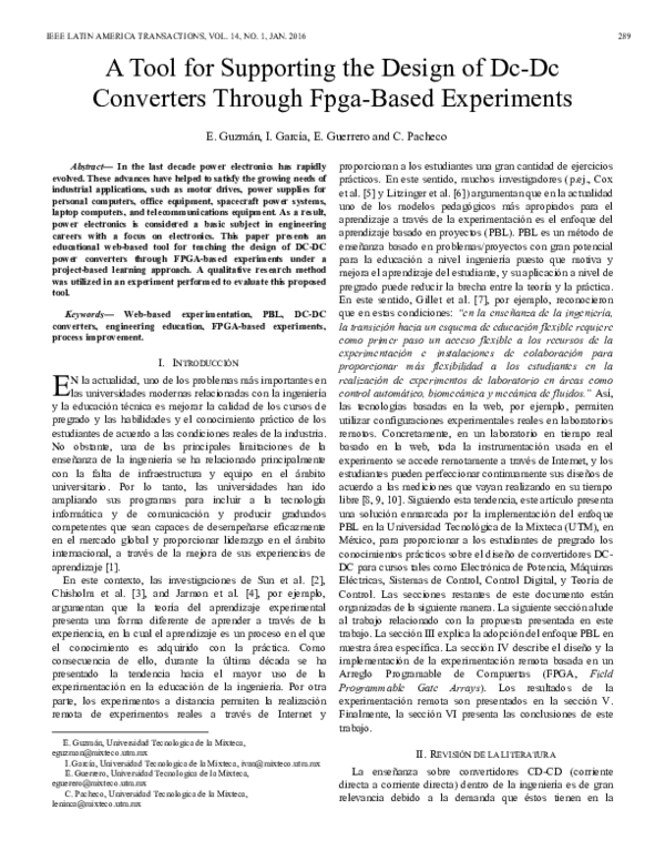 (PDF) A tool for supporting the design of DC-DC converters through FPGA-based experiments
