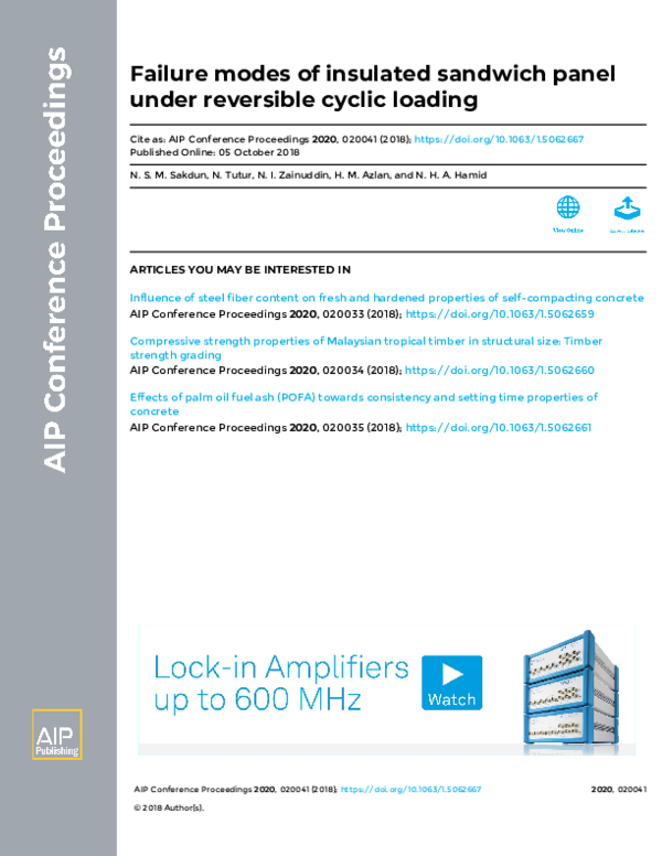 (PDF) Failure modes of insulated sandwich panel under reversible cyclic loading