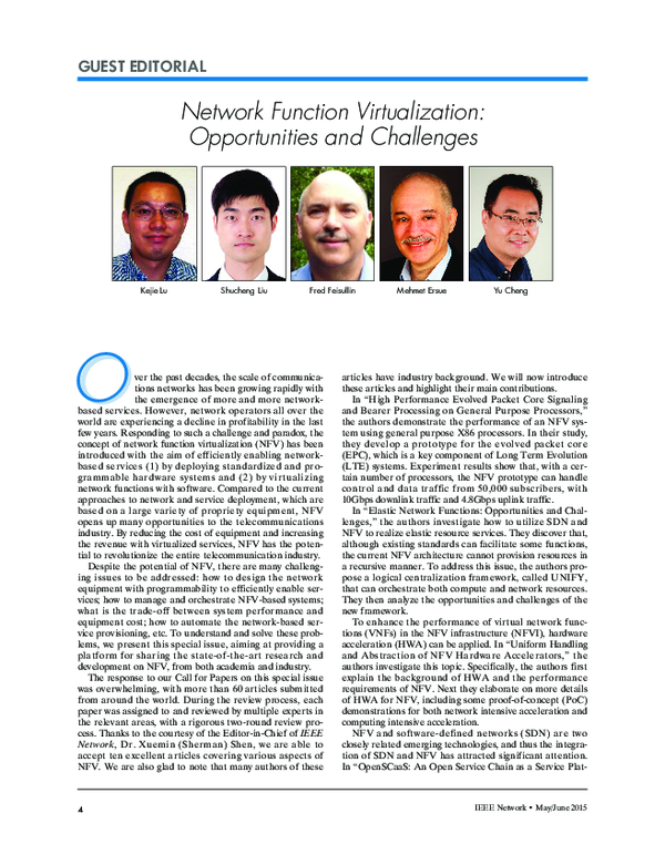 (PDF) Network function virtualization: opportunities and challenges [Guest editorial]