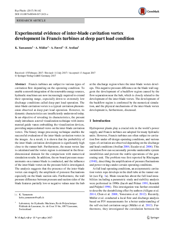 (PDF) Experimental evidence of inter-blade cavitation vortex ...