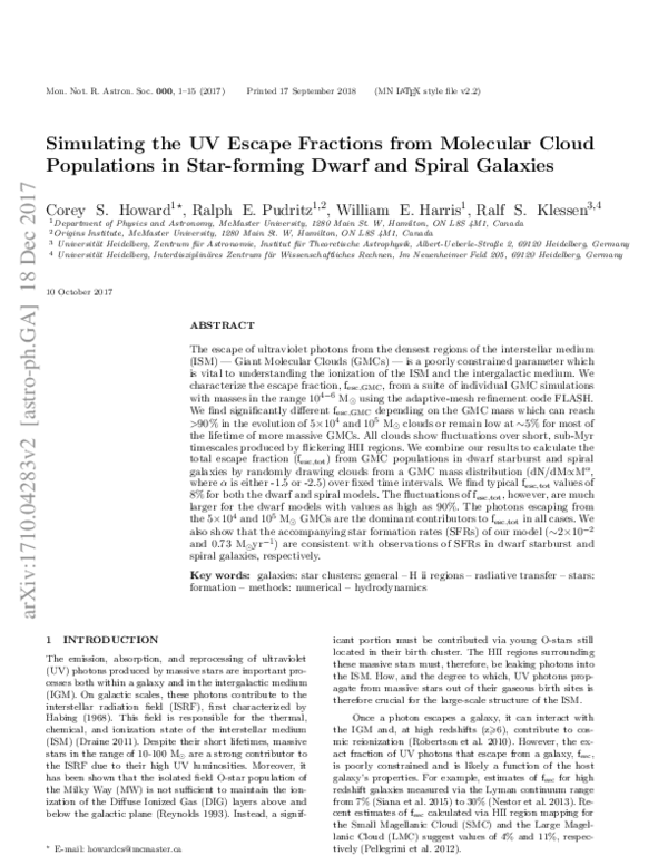 (PDF) Simulating the UV escape fractions from molecular cloud populations in star-forming dwarf ...