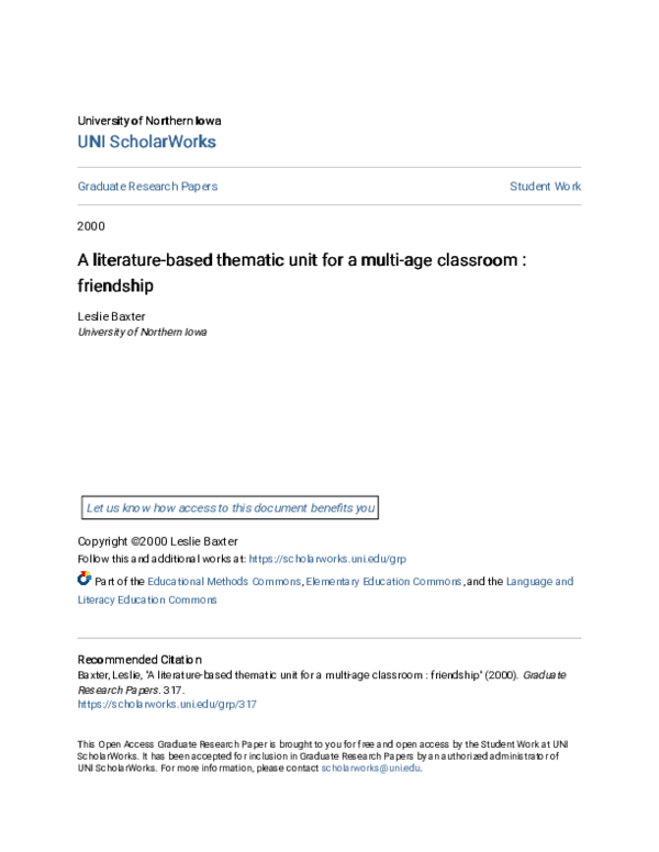 (PDF) A literature-based thematic unit for a multi-age classroom ...