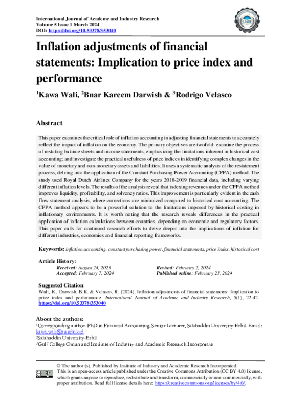 (PDF) Inflation adjustments of financial statements: Implication to ...
