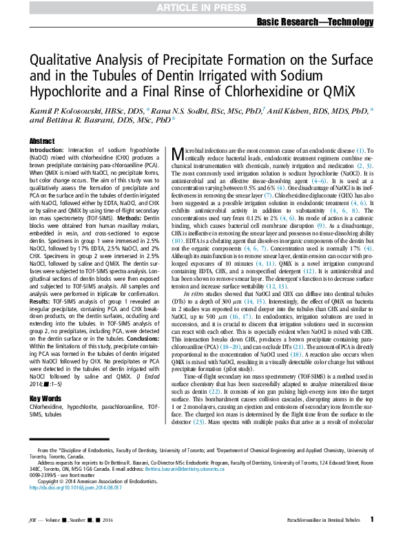 (PDF) Qualitative Analysis of Precipitate Formation on the Surface and ...
