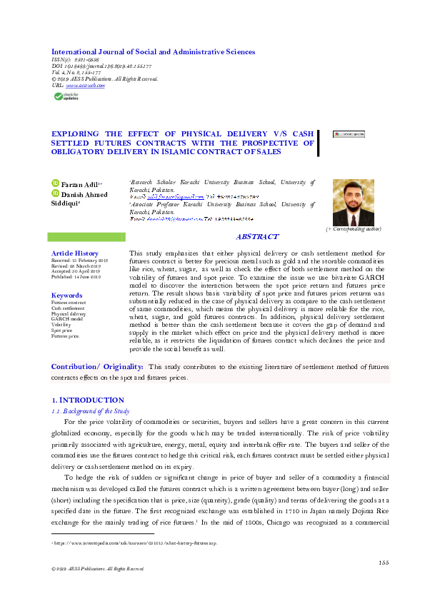 (PDF) A survey on physical delivery versus cash settlement in futures ...