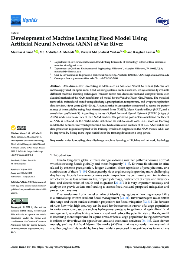(PDF) Development of Machine Learning Flood Model Using Artificial ...