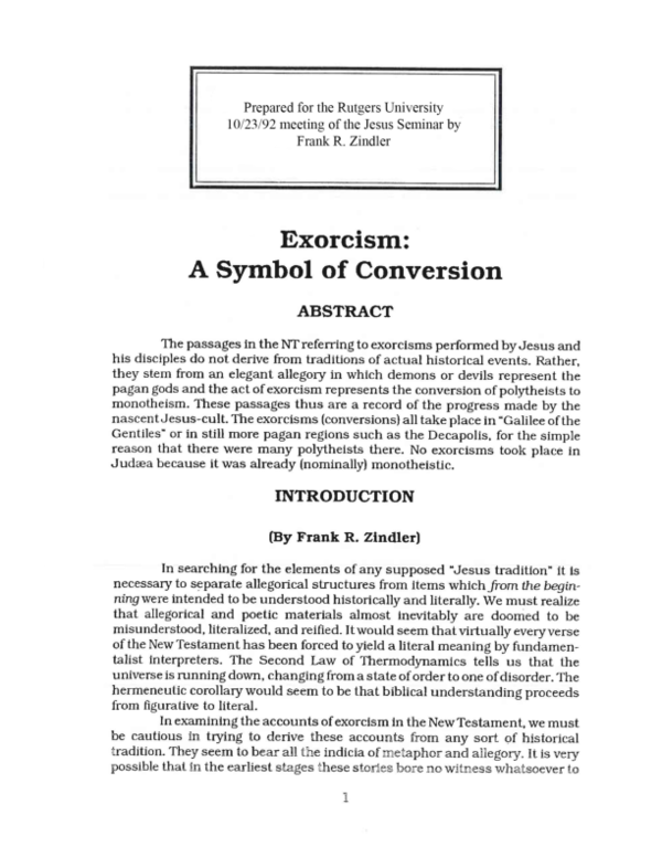 (PDF) Exorcism A Symbol of Conversion