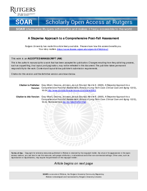 (PDF) A Stepwise Approach to a Comprehensive Post-Fall Assessment