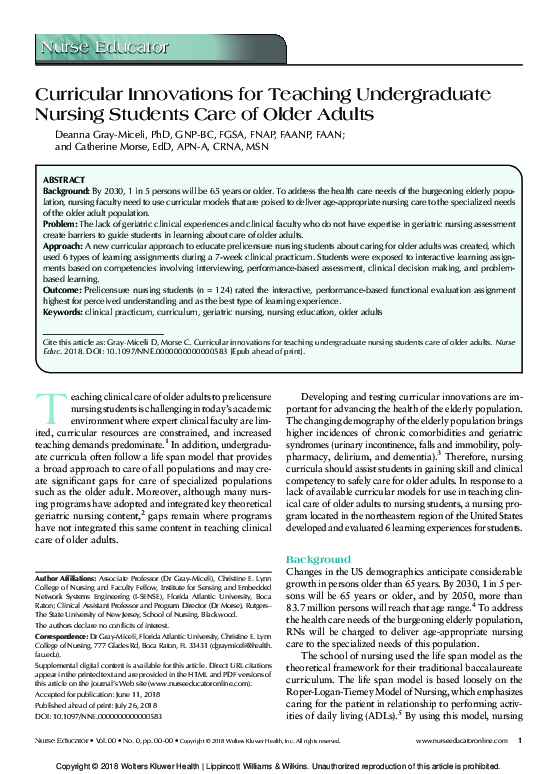 (PDF) Curricular Innovations for Teaching Undergraduate Nursing ...