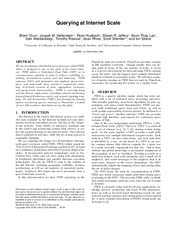 (PDF) Querying at Internet scale