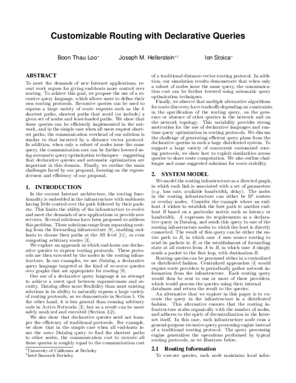 (PDF) Customizable routing with declarative queries
