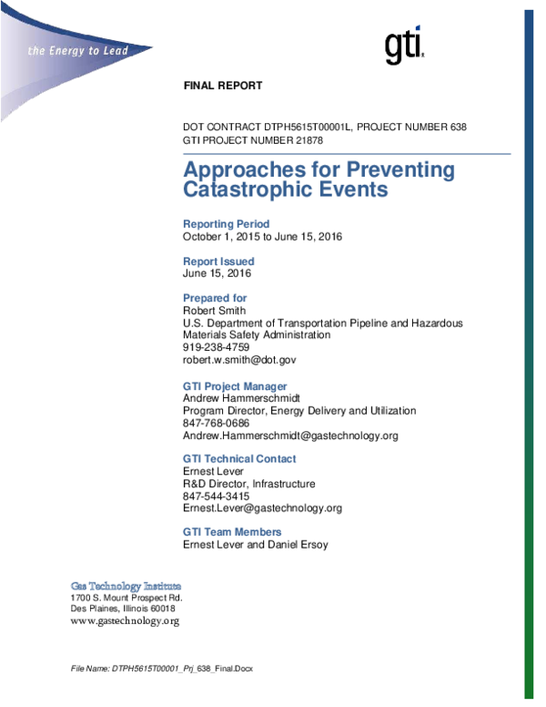 Pdf Approaches For Preventing Catastrophic Events