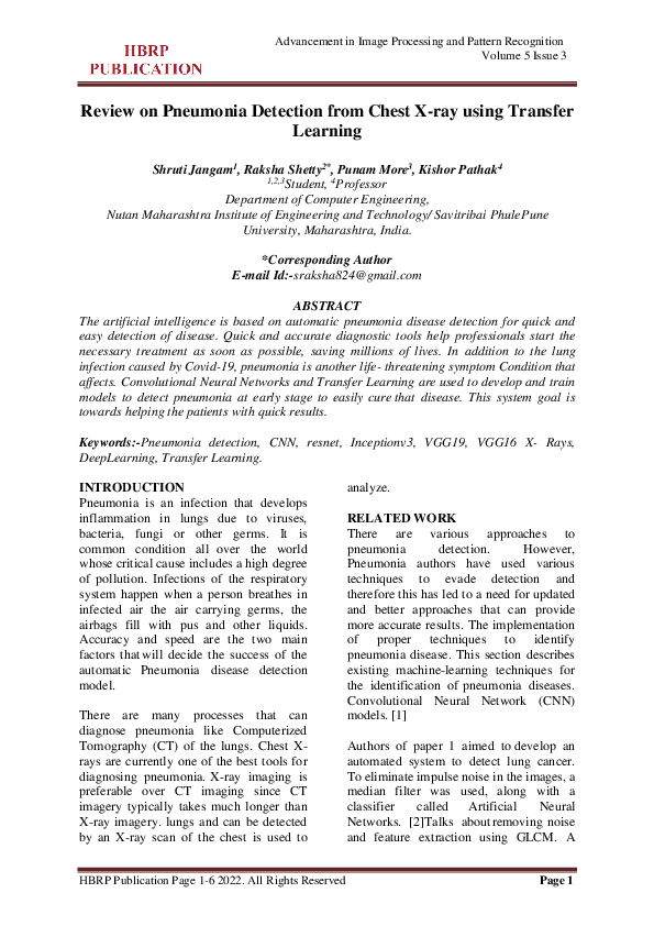 (PDF) Review on Pneumonia Detection from Chest X-ray using Transfer Learning