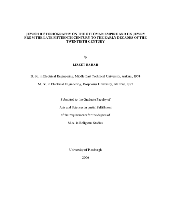 (PDF) Jewish Historiography on the Ottoman Empire and its Jewry from ...