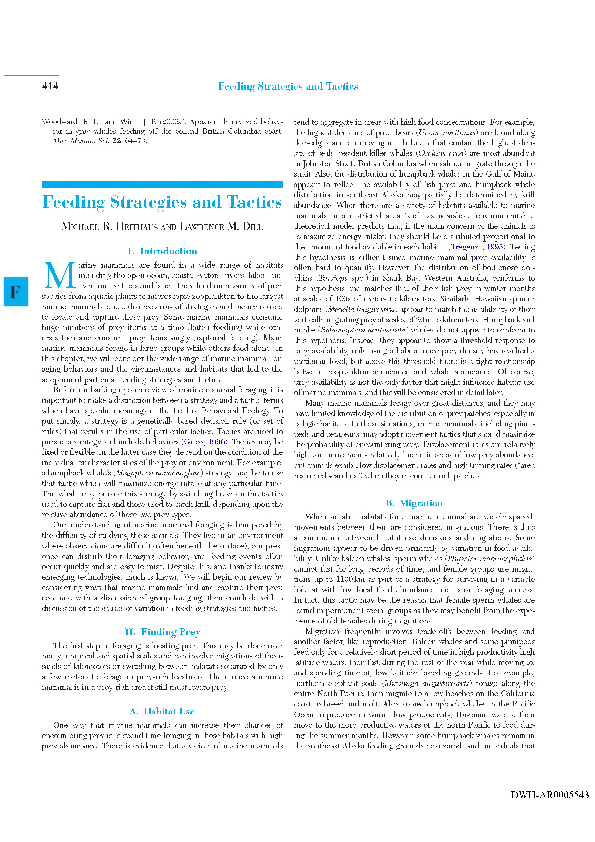 (PDF) Feeding Strategies and Tactics