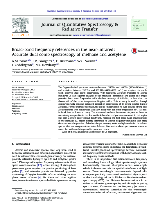 (PDF) Broad-band frequency references in the near-infrared: Accurate ...