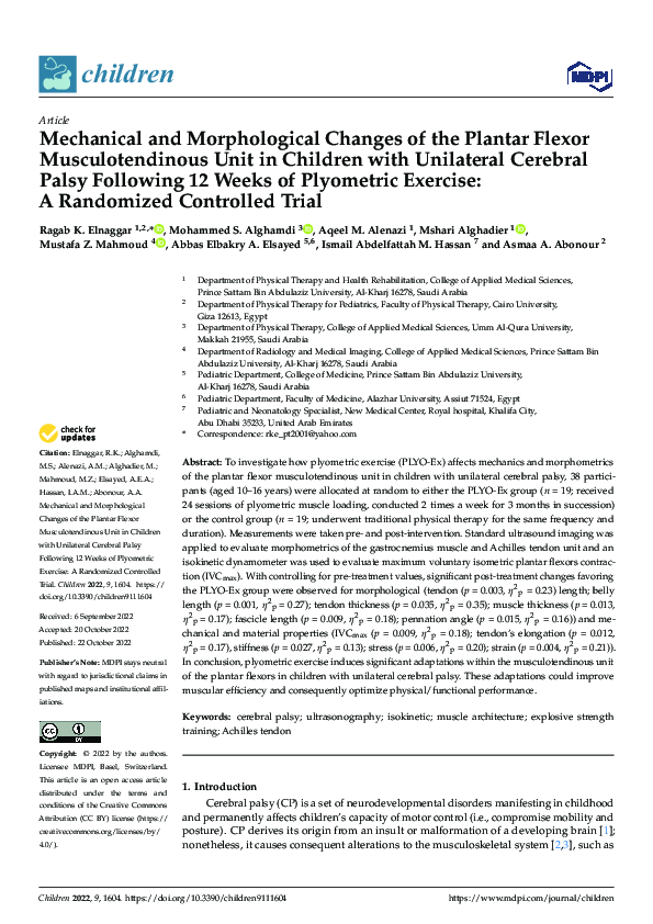 (PDF) Plantar Flexor Changes in CP Kids After Plyometrics
