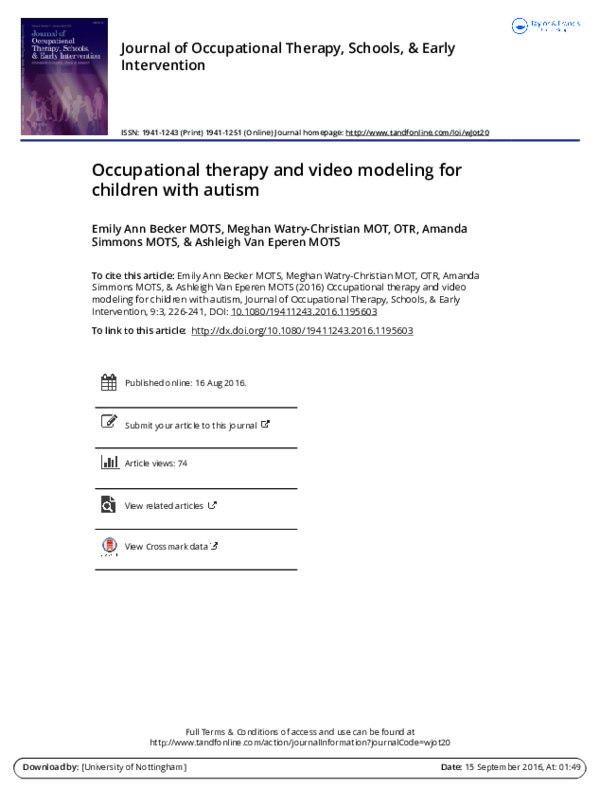 Occupational therapy and video modeling for children with autism