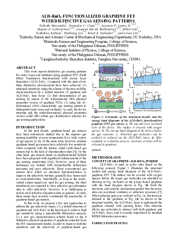 (PDF) ALD-RuO2 Functionalized Graphene FET with Distinctive Gas Sensing Patterns