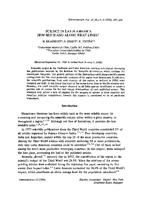 (PDF) Science in Latin America how much and along what lines?