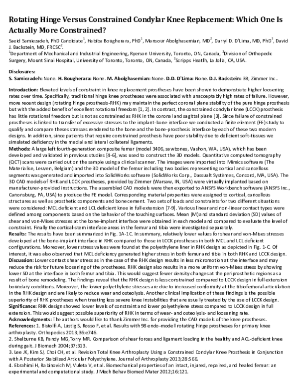 (PDF) Rotating Hinge Versus Constrained Condylar Knee Replacement ...