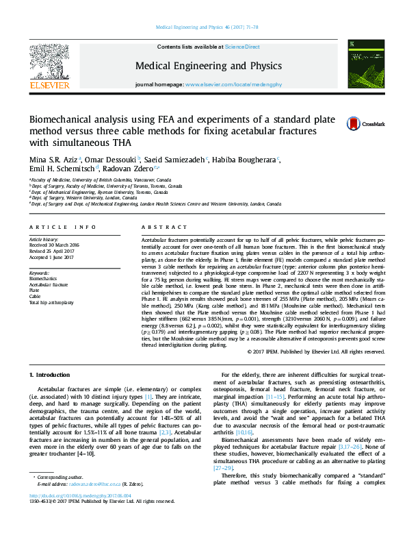 (PDF) Biomechanical analysis using FEA and experiments of a standard ...
