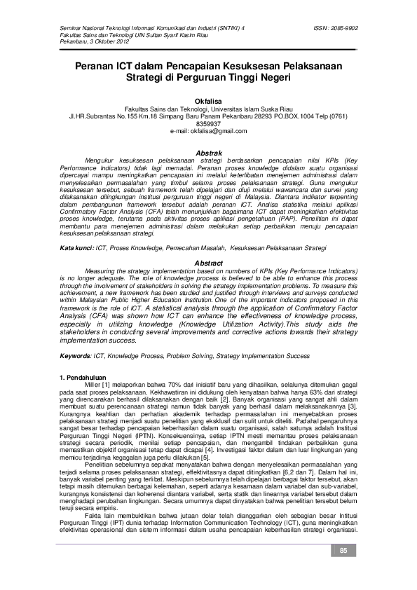 (PDF) Peranan ICT dalam Pencapaian Kesuksesan Pelaksanaan Strategi di ...
